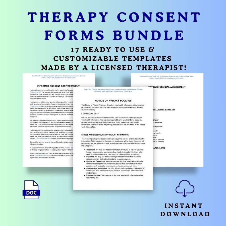 Therapy Consent Forms Bundle - Etsy