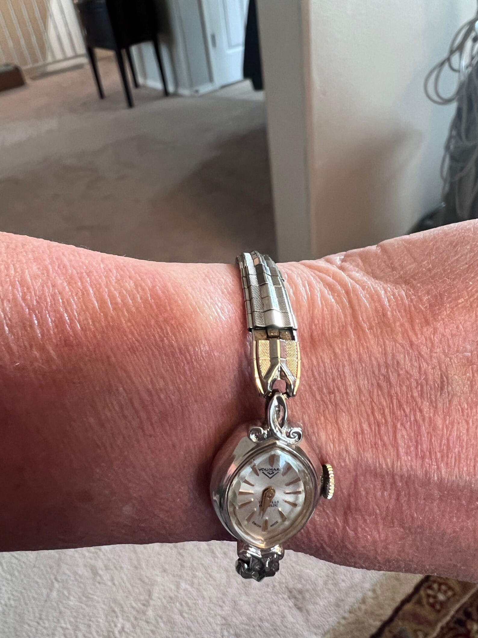 Vintage 10K White Gold Filled Ladies Voumard Mechanical Wristwatch ...
