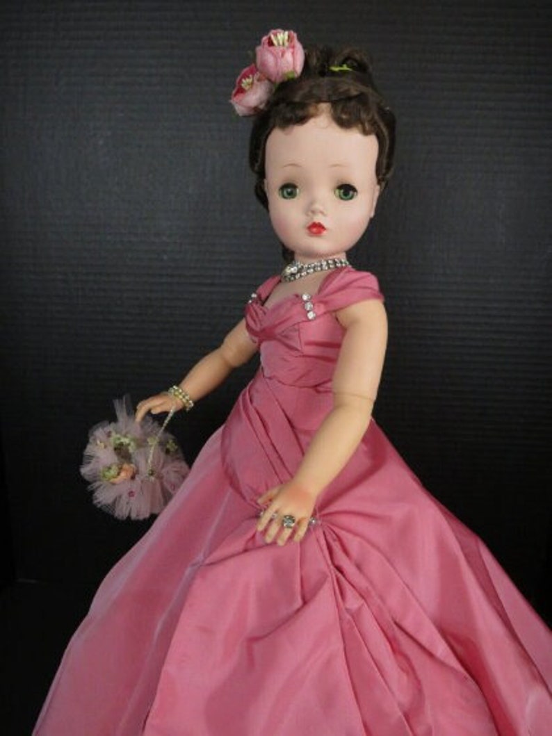 Htf Vintage Madame Alexander Cissy Doll Brunette In Rose Red Etsy