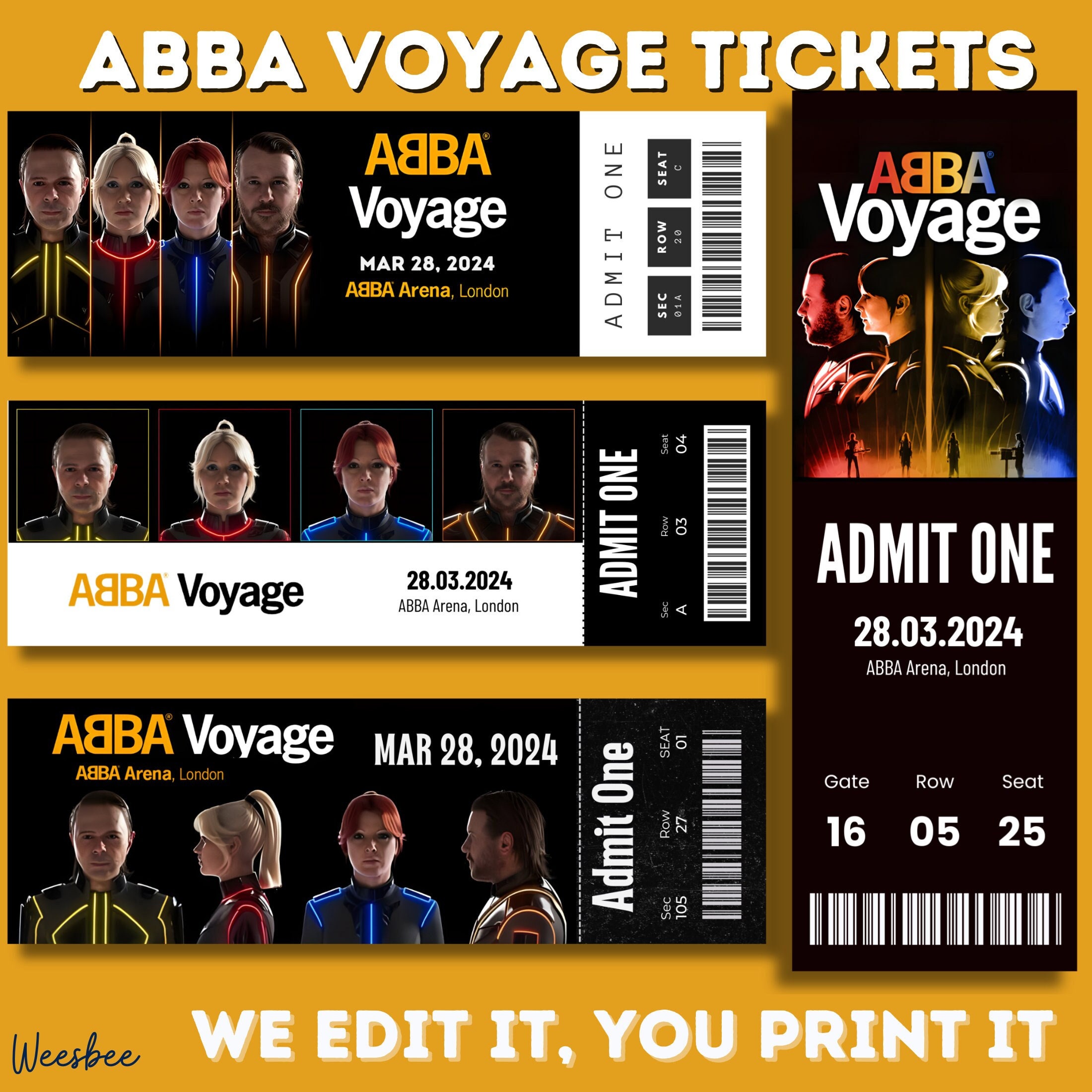 PERSONALIZED Abba Concert Ticket, Abba Voyage 2024, Memorabilia ...