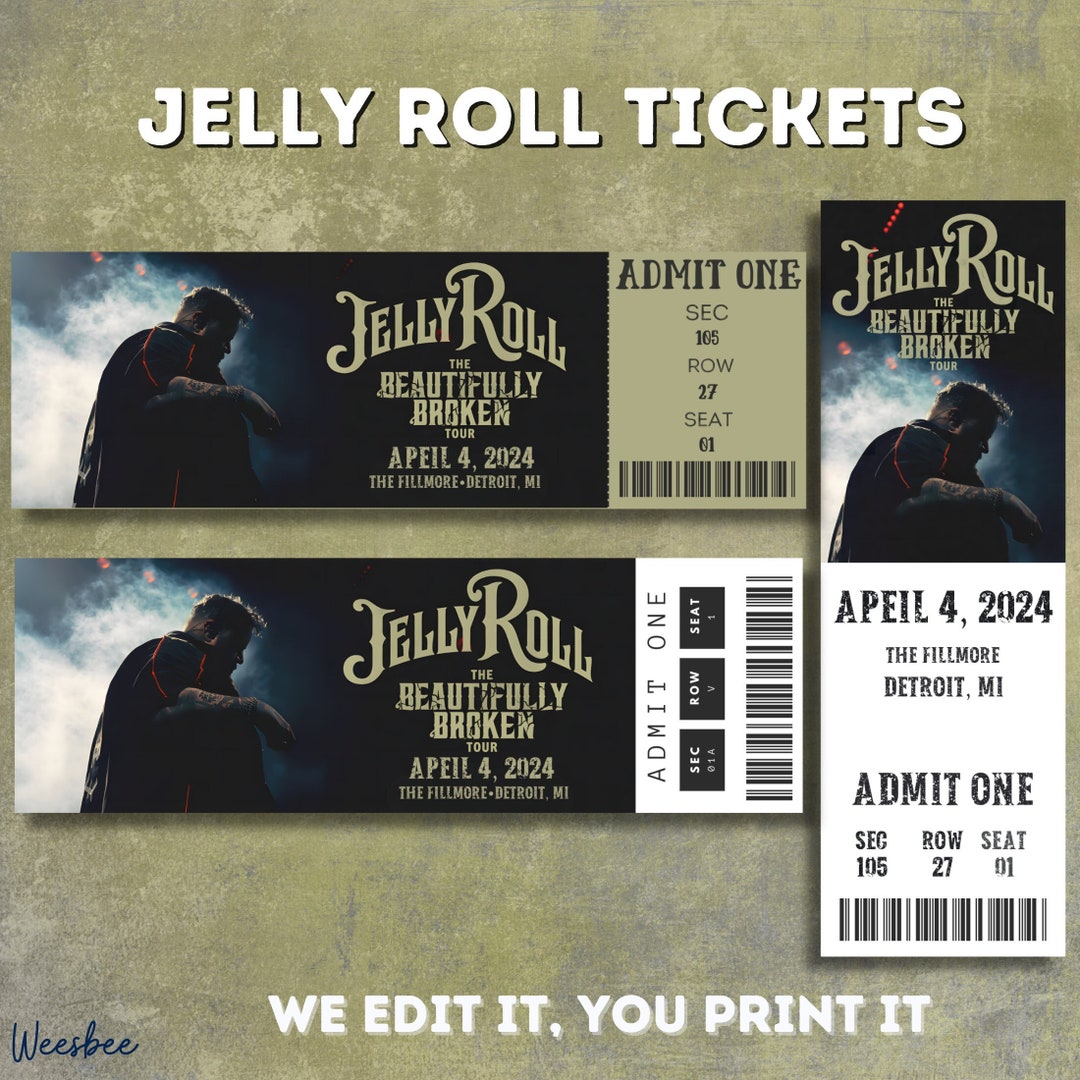 Printable Jelly Roll Ticket the Beautifully Broken Tour, Personalized ...