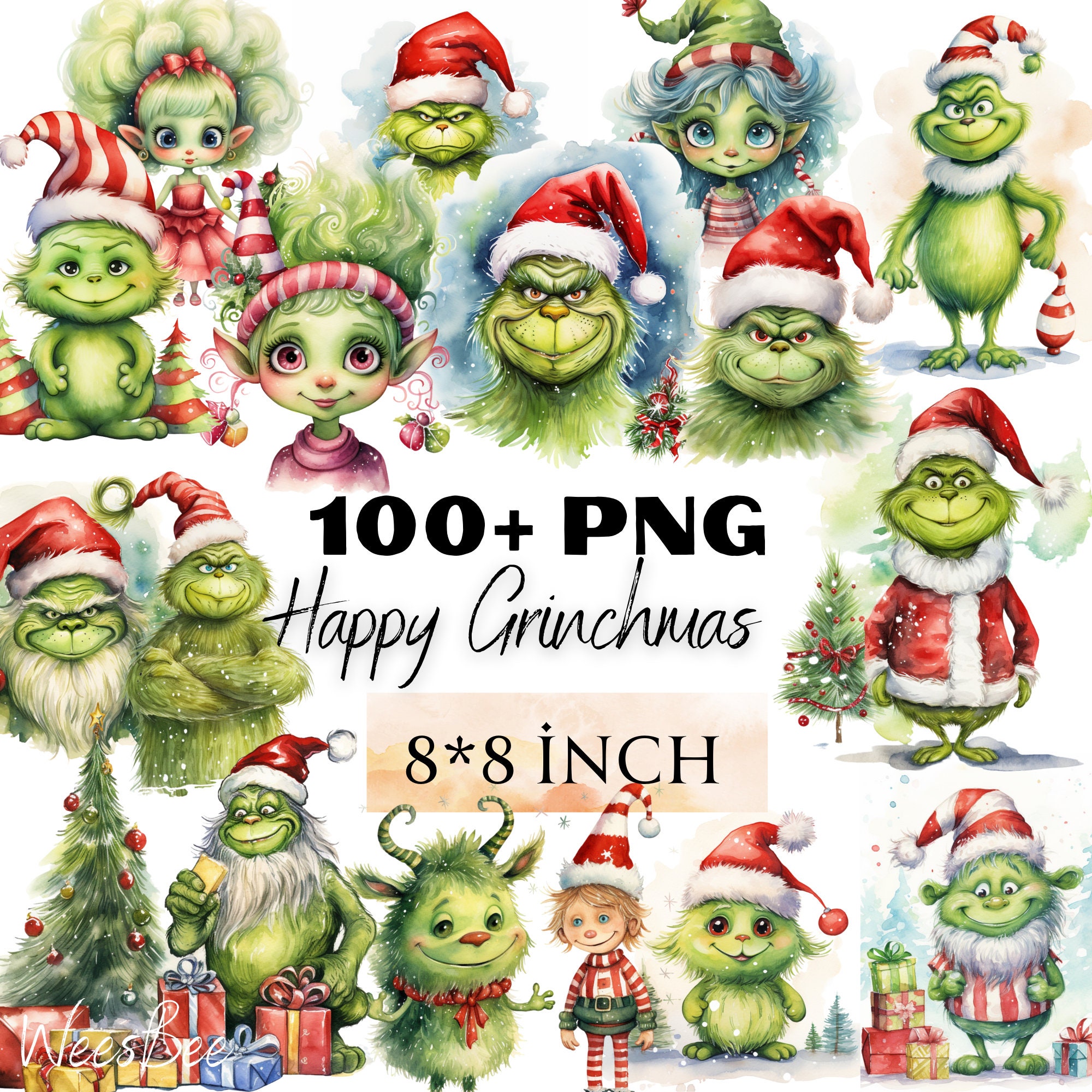 Watercolor Grinch Clipart,grinch Png, Grinch Clipart, Christmas Clipart ...