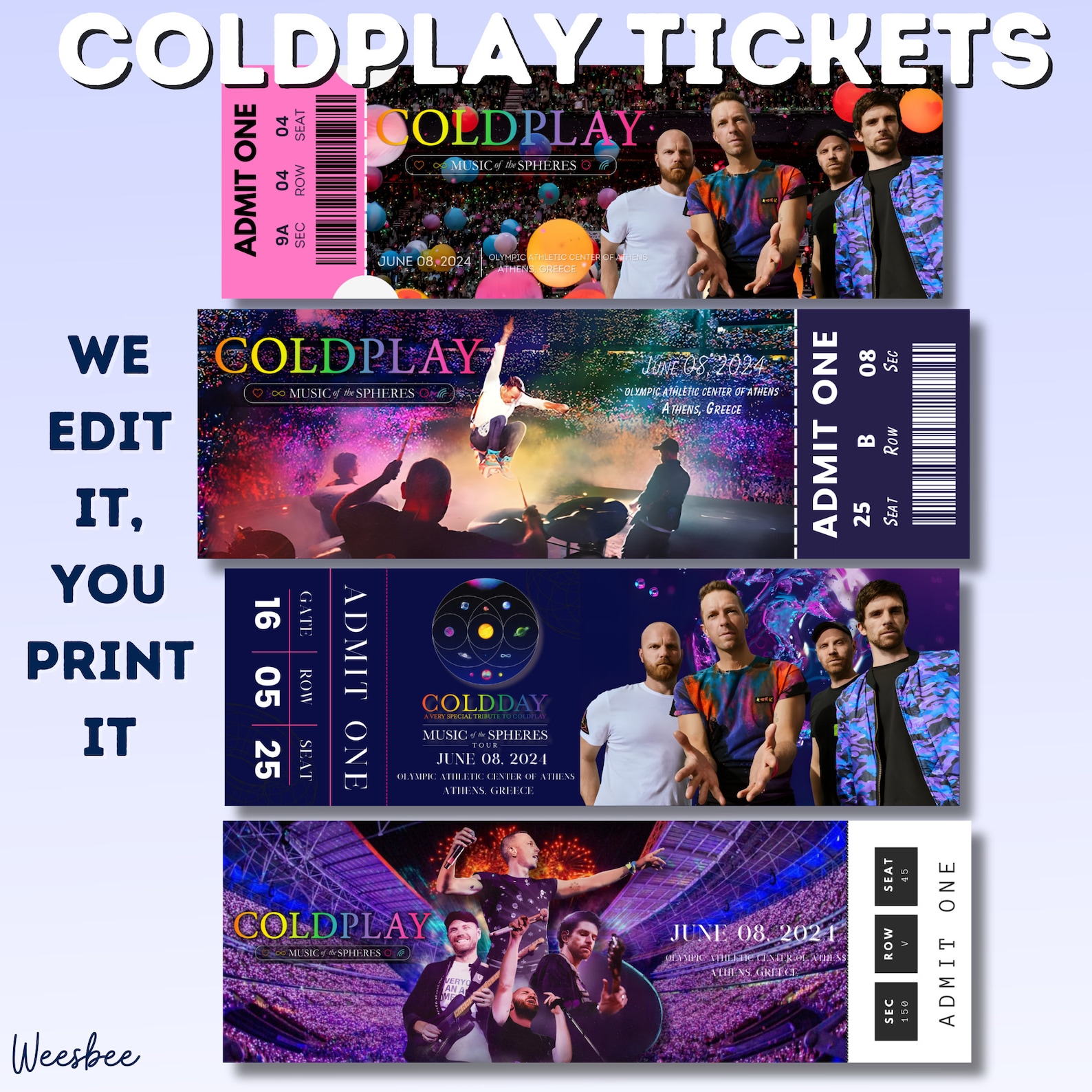 PERSONALIZED Coldplay Concert Ticket , Surprise Music of the Spheres ...