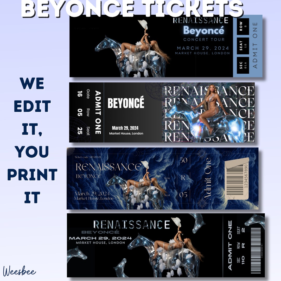 Printable Beyoncé Ticket renaissance World Tour, Music Concert Show ...