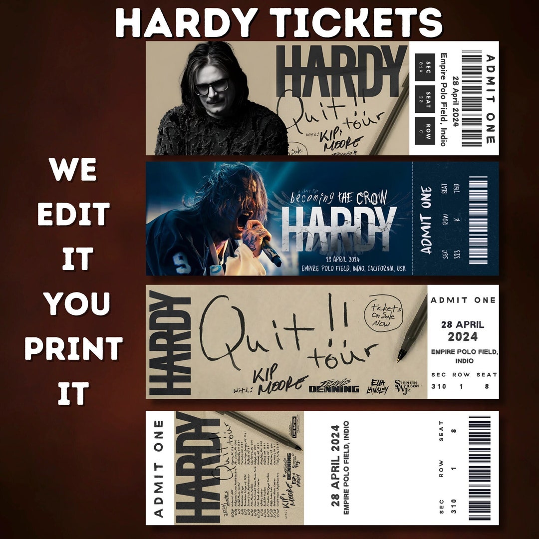 Printable Hardy Ticket Quit Quit Tour,personalized Music Concert Show ...