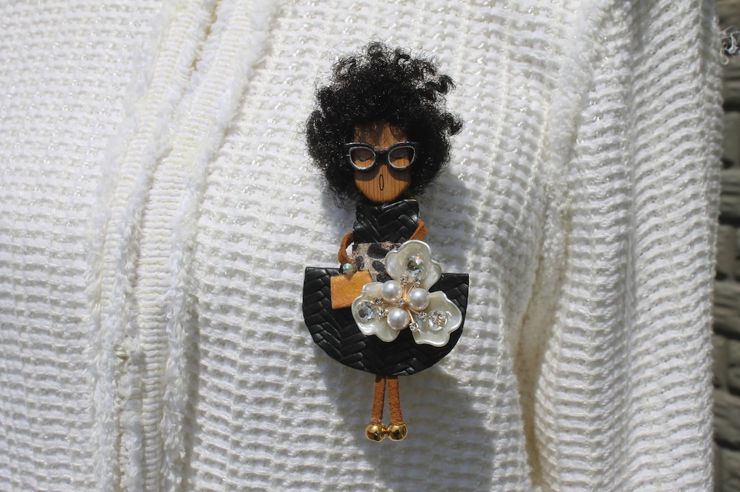 Handmade Woman Afro Brooch, Whimsical Stick Doll Pin - Etsy