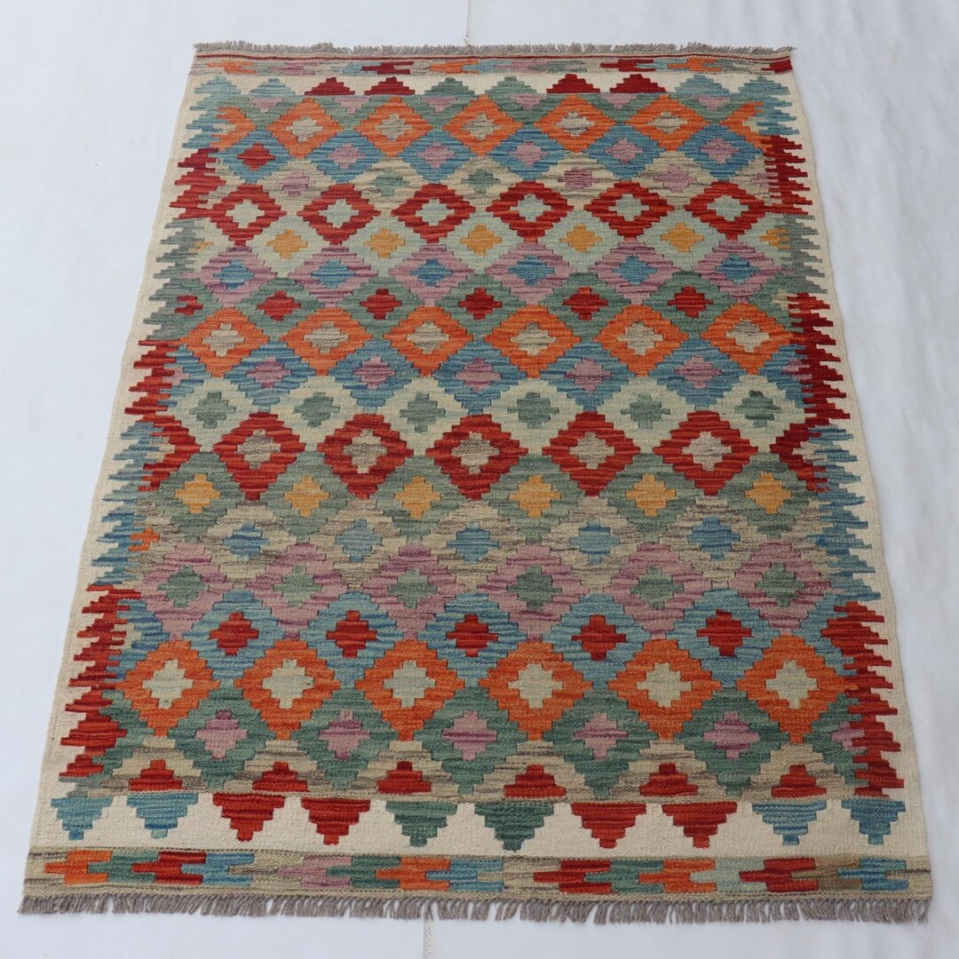 4X6 FT Killim - Colorful Tribal Killim Rug - Living Room Rug - Bed Room ...