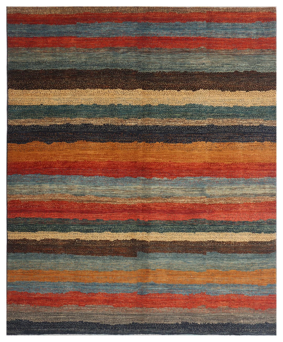 8X10 FT Multi-color Landscape Afghan Gabbeh-persion Style Hand Knotted ...