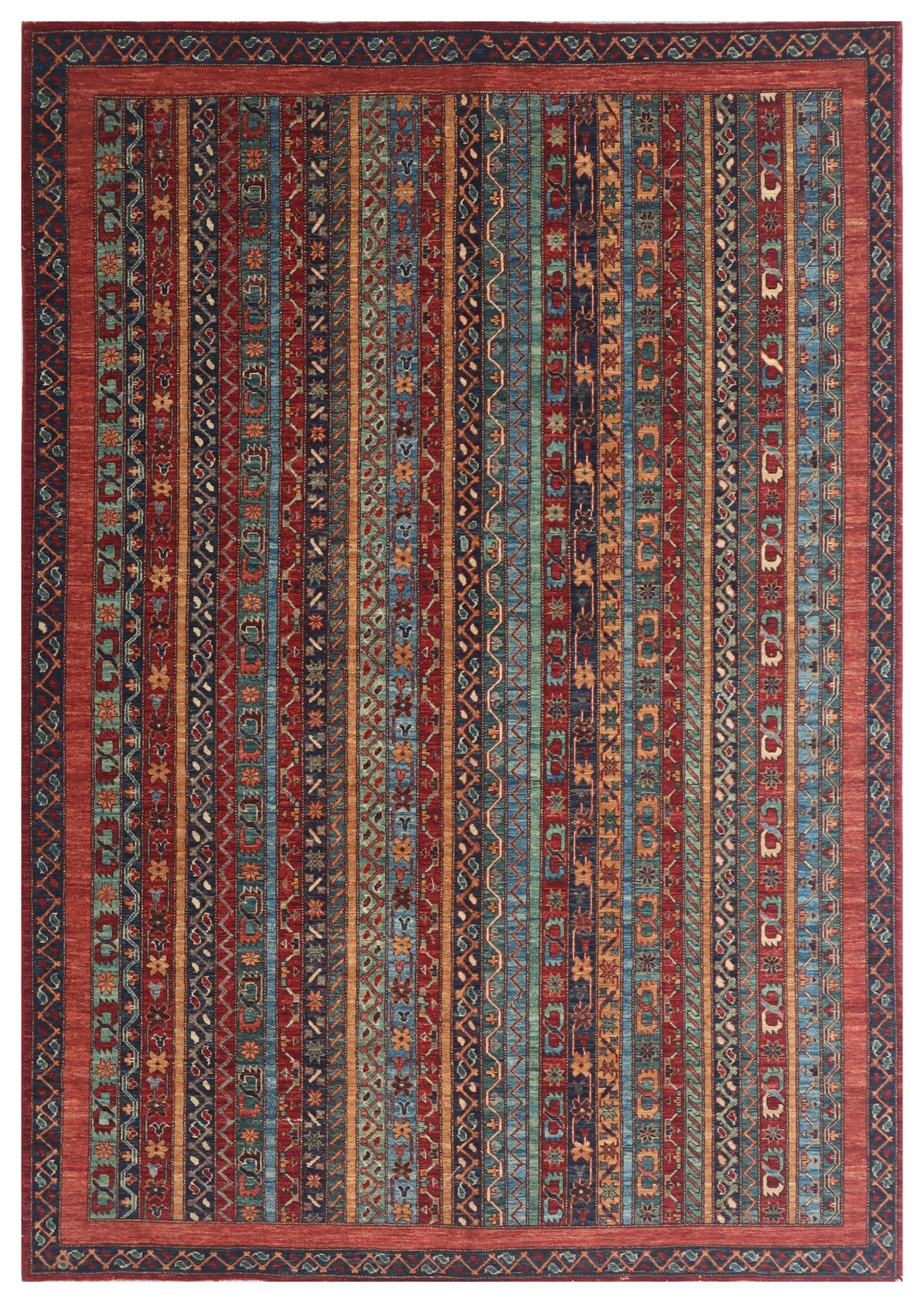 6X9FT Striped Multi-color Shawl Afghan Oriental Rug-turkish Design Hand ...