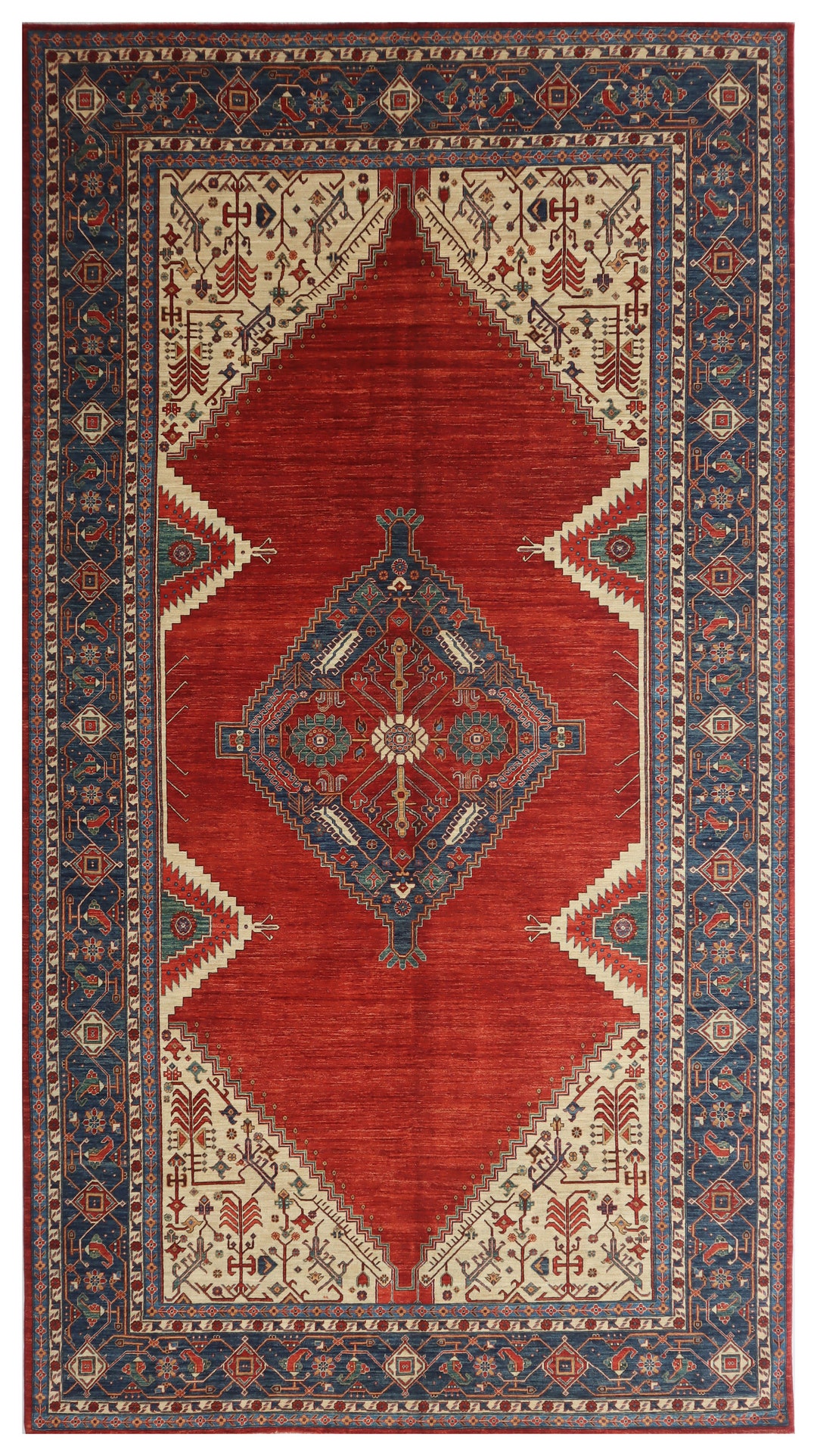 8x15 FT Red Medallion Heriz Area Rug - Persian Style Afghan Hand ...
