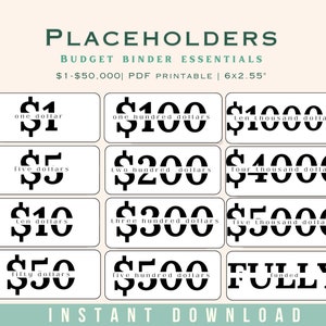 Placeholders for Cash Stuffing Printable, Budget Binder Essentials ...