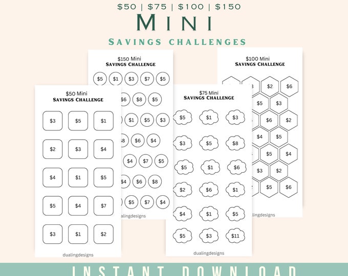 1s, 5s, 10s, 20s, 50s Savings Challenge - Etsy Canada