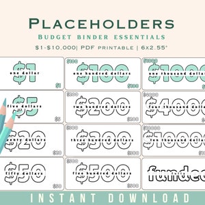 Coloring Placeholders for Cash Stuffing, Printable Budget Binder ...