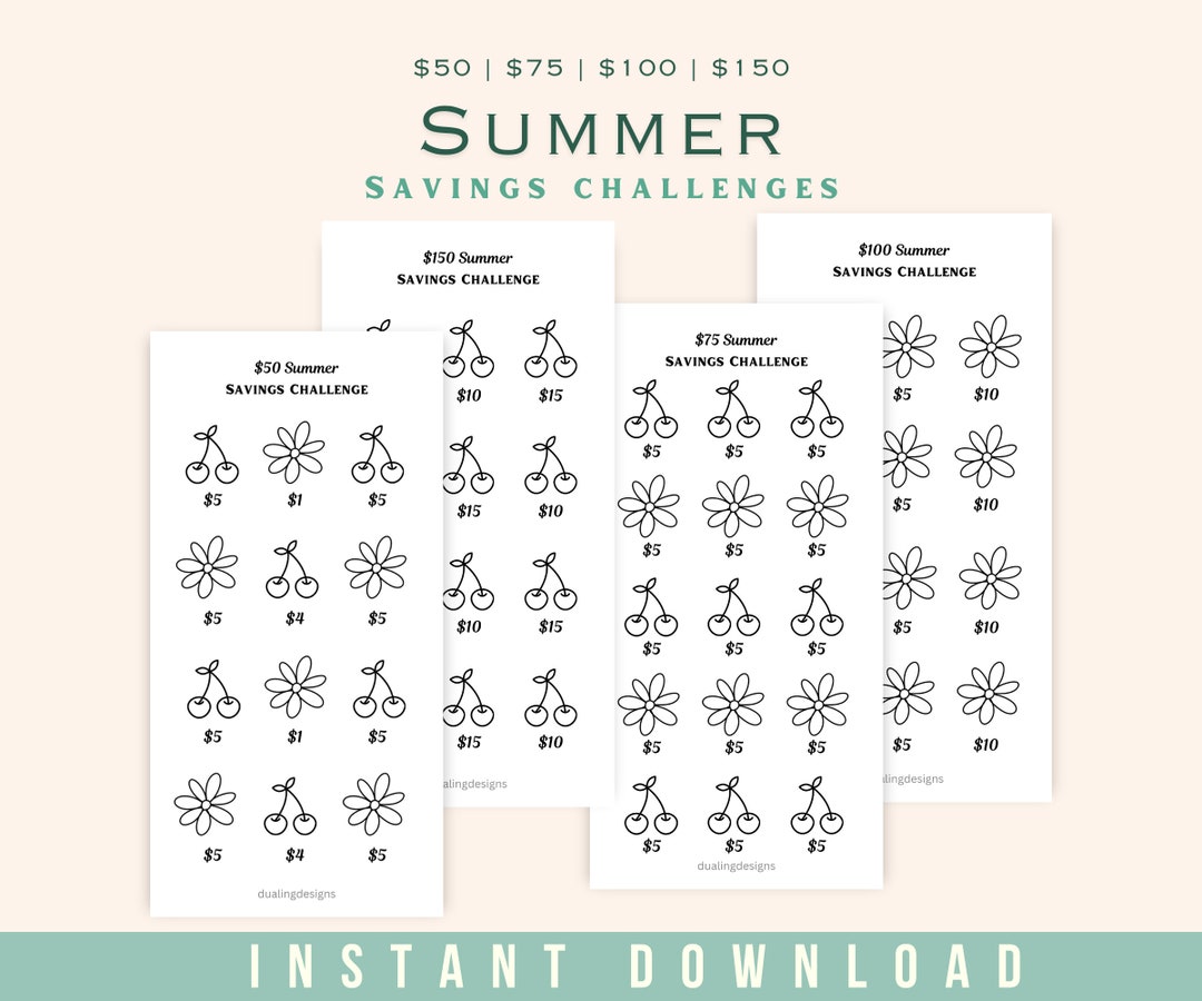 Summer Savings Challenge Bundle, Printable Low Income Savings Challenge ...
