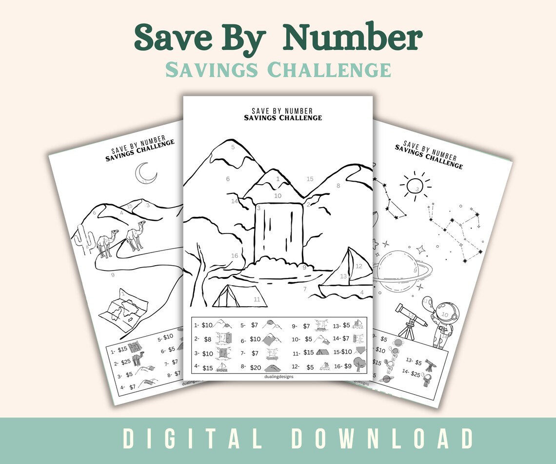 Save by Number Coloring Savings Challenge Printable - Low Income ...