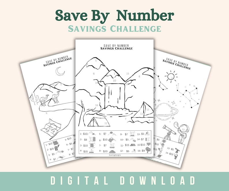 Save by Number Coloring Savings Challenge Printable - Low Income ...