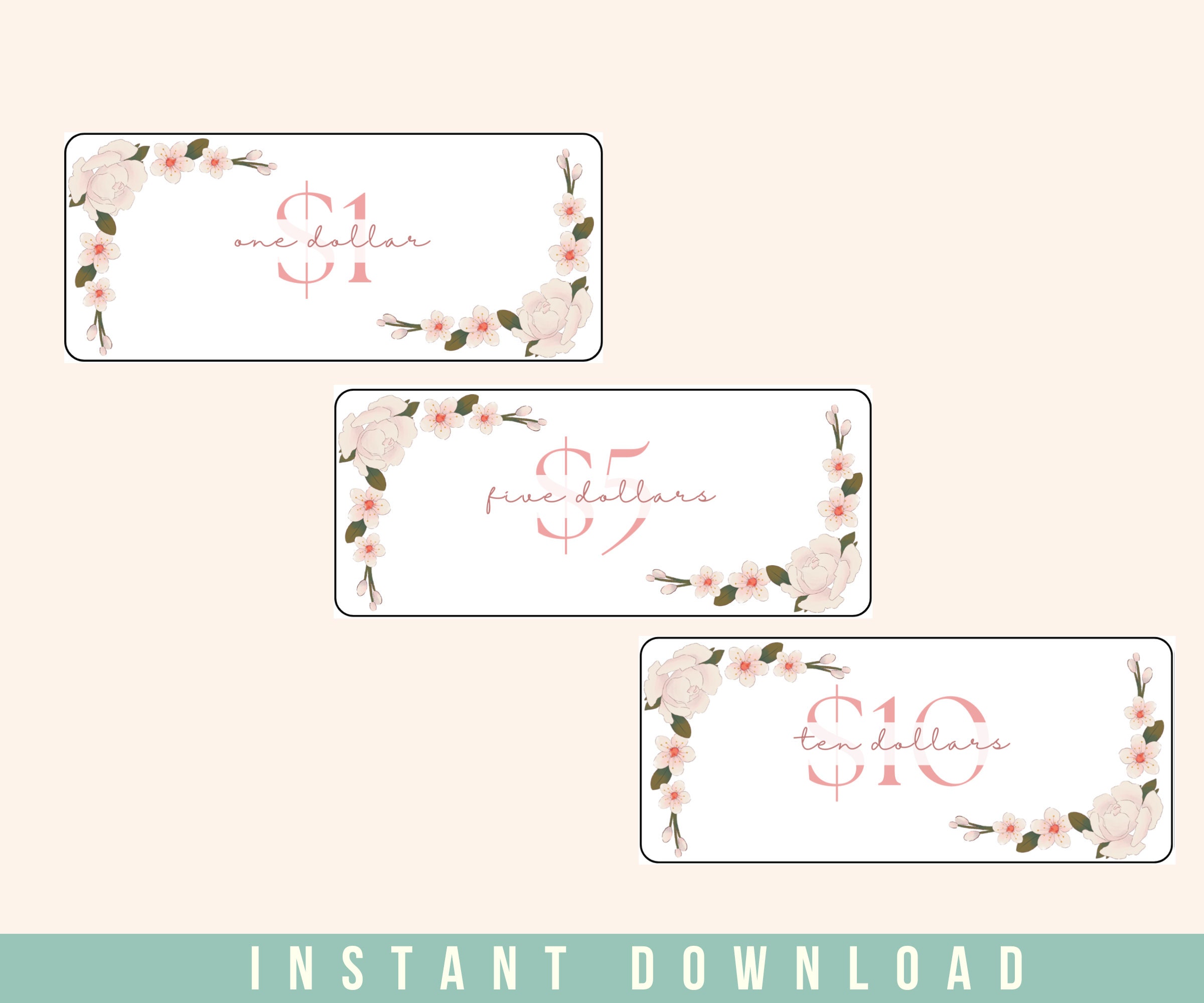 Placeholders Pink Floral for Cash Stuffing Printable, Budget Binder ...