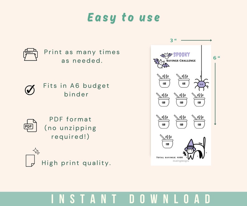 Spooky Savings Challenge Printable, Mini Halloween Savings Challenge ...