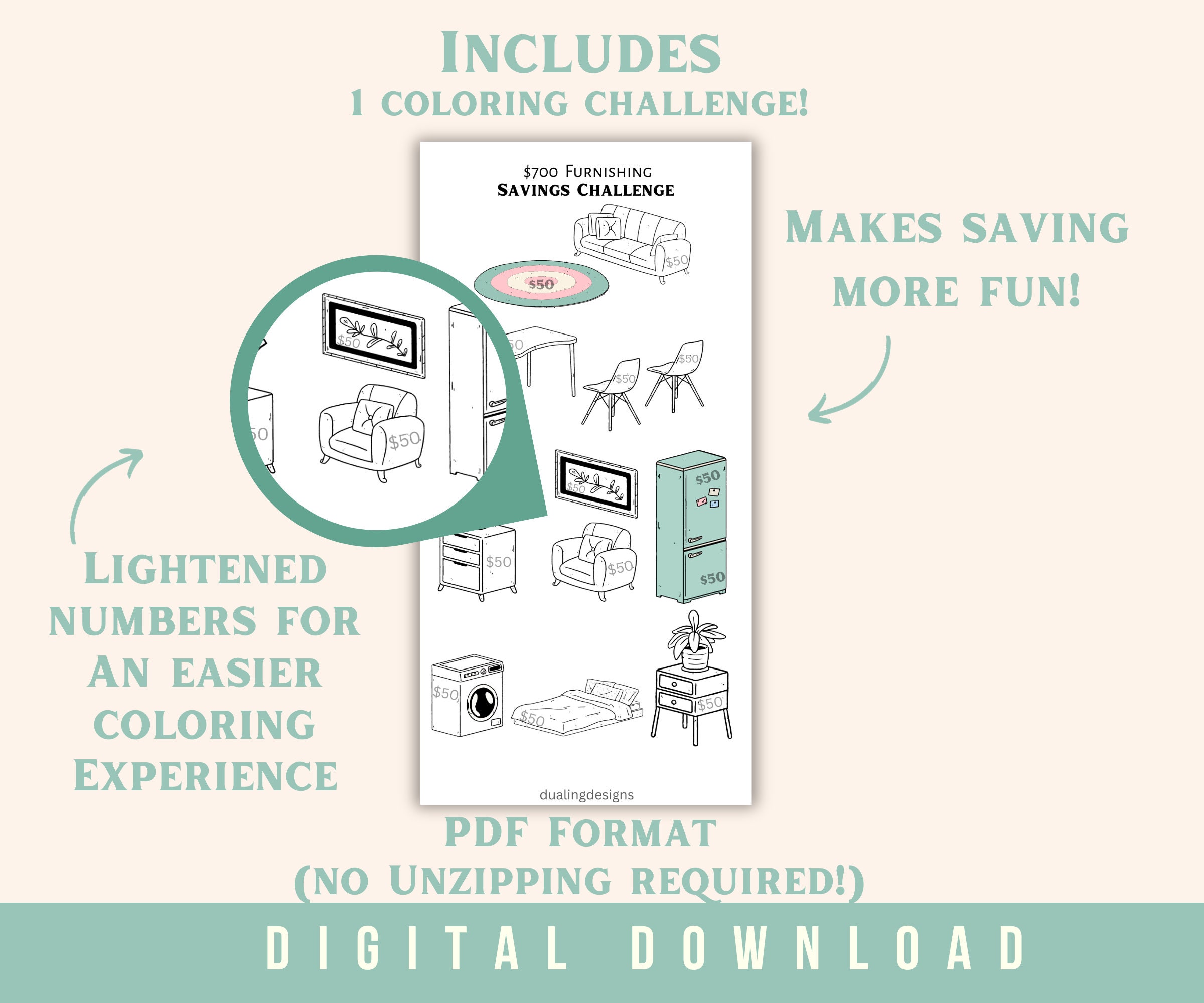 Apartment Bundle Savings Challenge Printable - Rent Savings Challenge ...