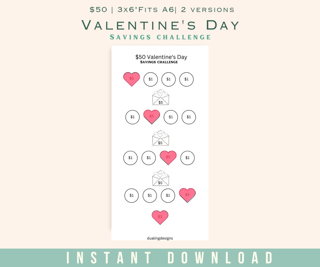 Mini Valentines Day Savings Challenge Printable Galentine's Day Money ...