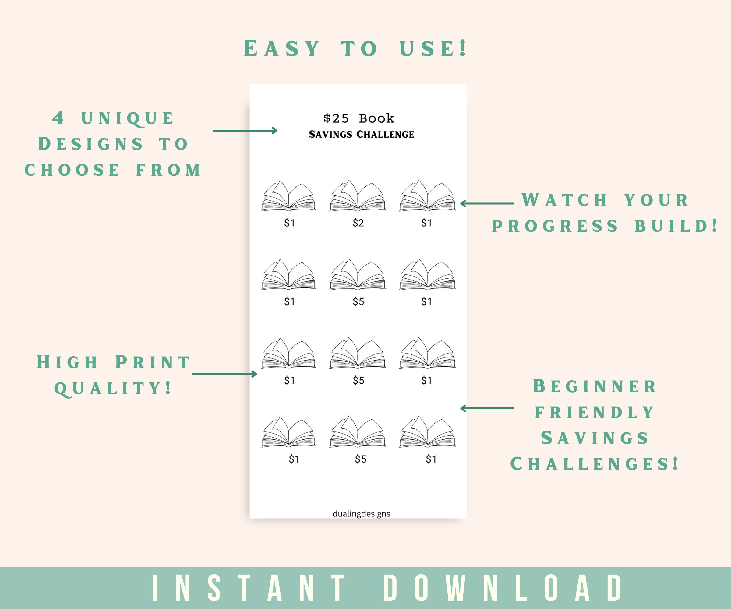 Book Savings Challenge Bundle, Low Income Savings, Book Lover Savings ...