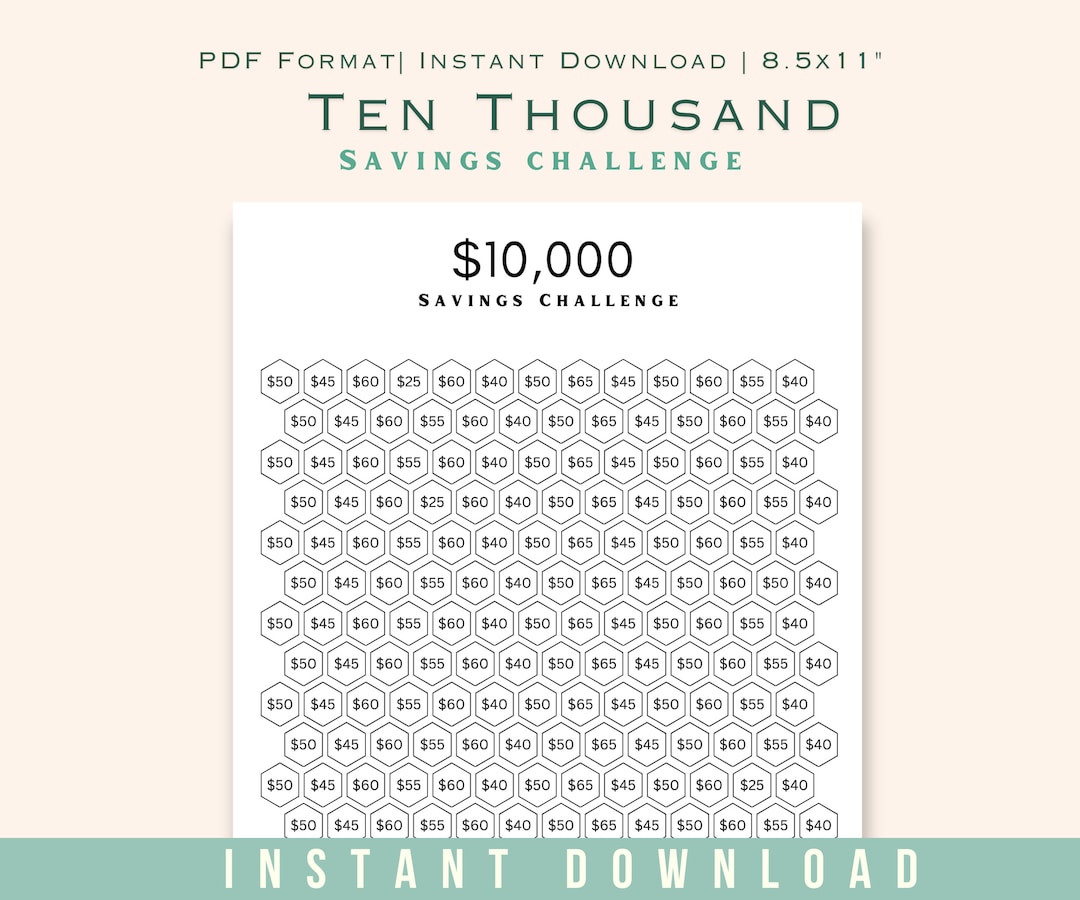 100000 Savings Challenge - Save 100k Challenge Printable - Minimal ...