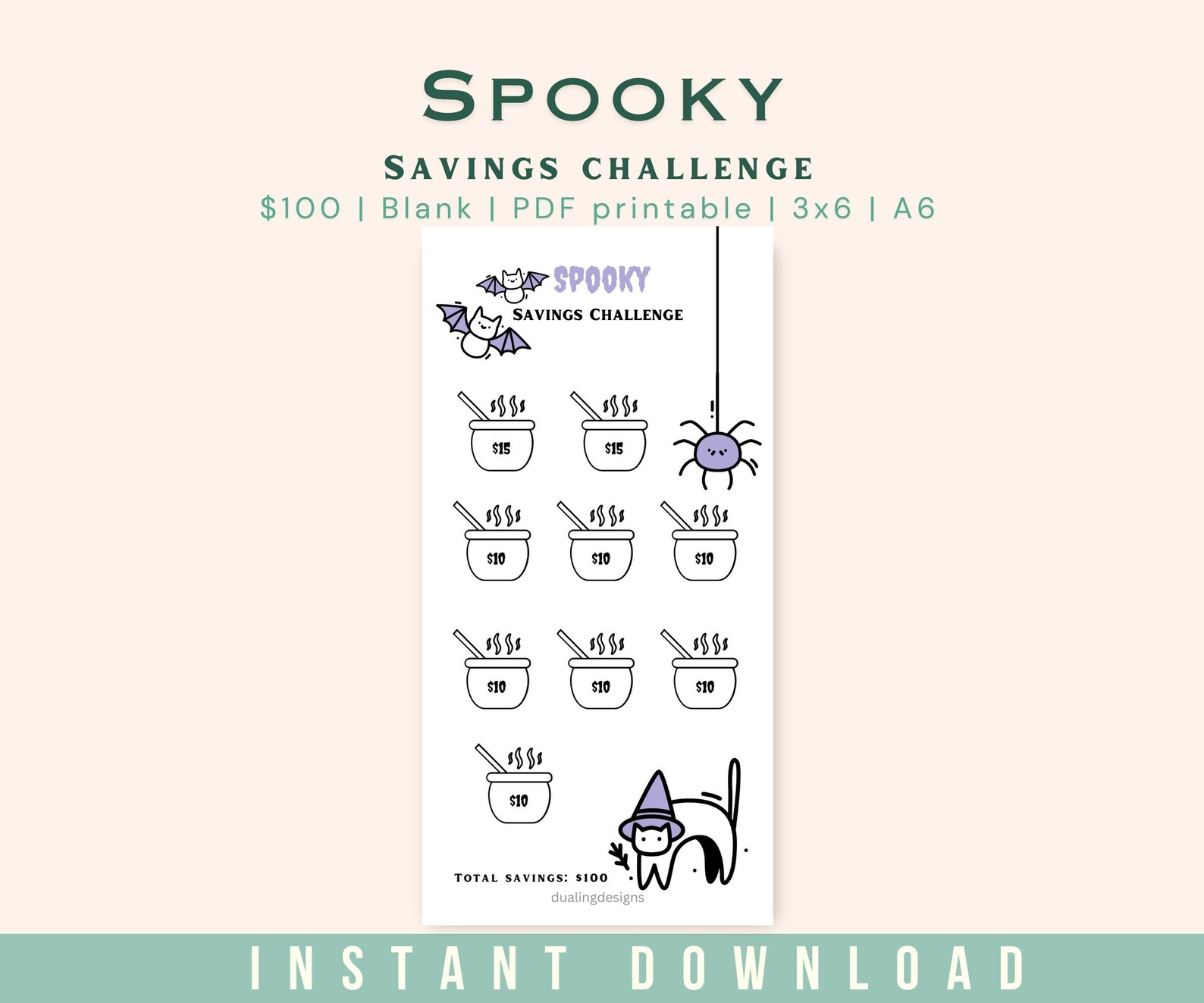 Spooky Savings Challenge Printable, Mini Halloween Savings Challenge ...