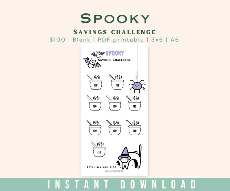 Spooky Savings Challenge Printable, Mini Halloween Savings Challenge ...