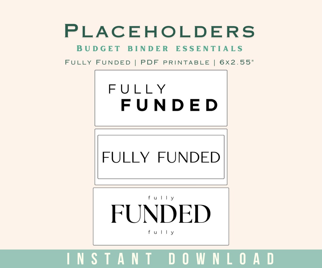 Fully Funded Placeholder Bundle: Printable Budget Binder (digital ...