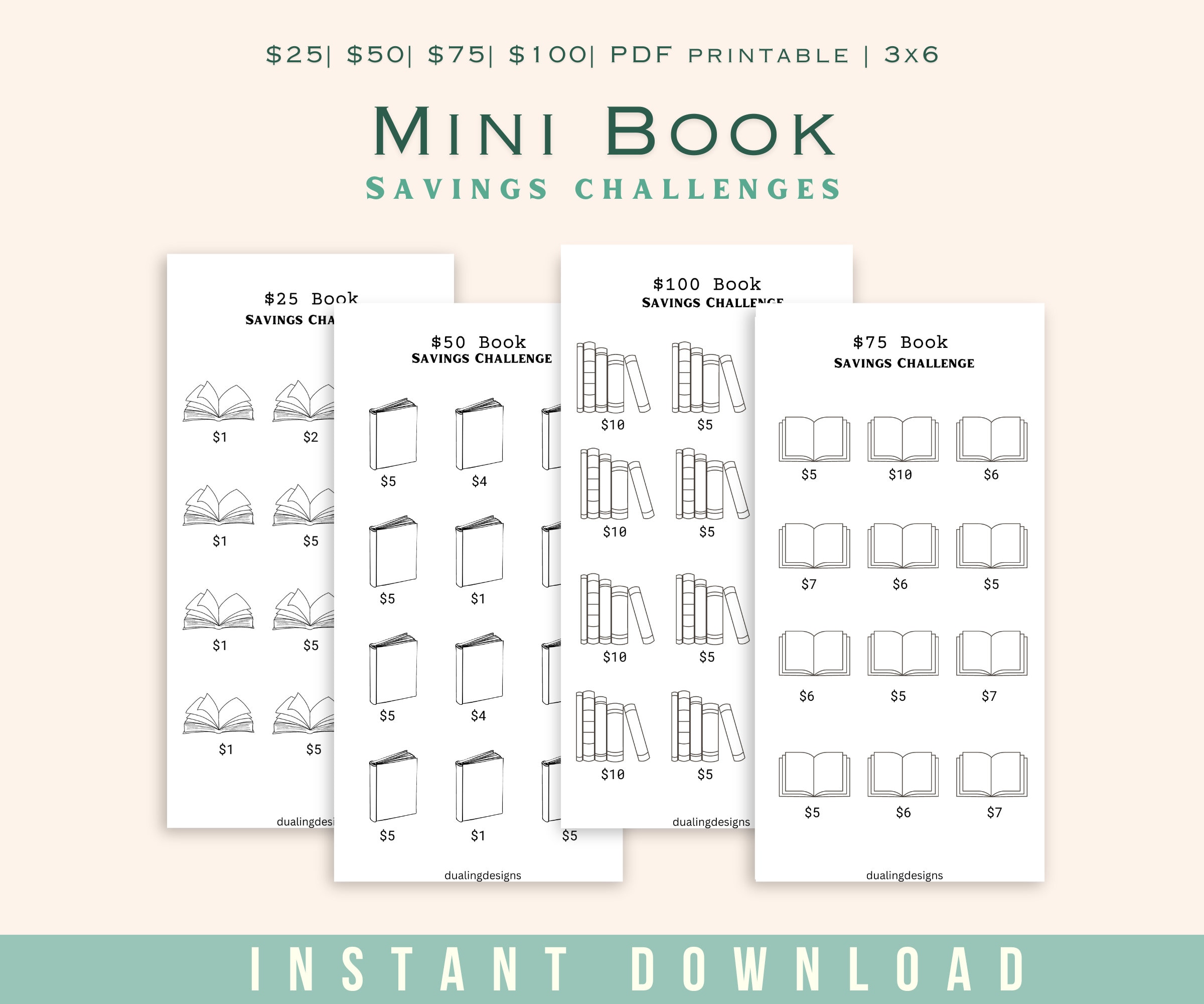 Book Savings Challenge Bundle, Low Income Savings, Book Lover Savings ...