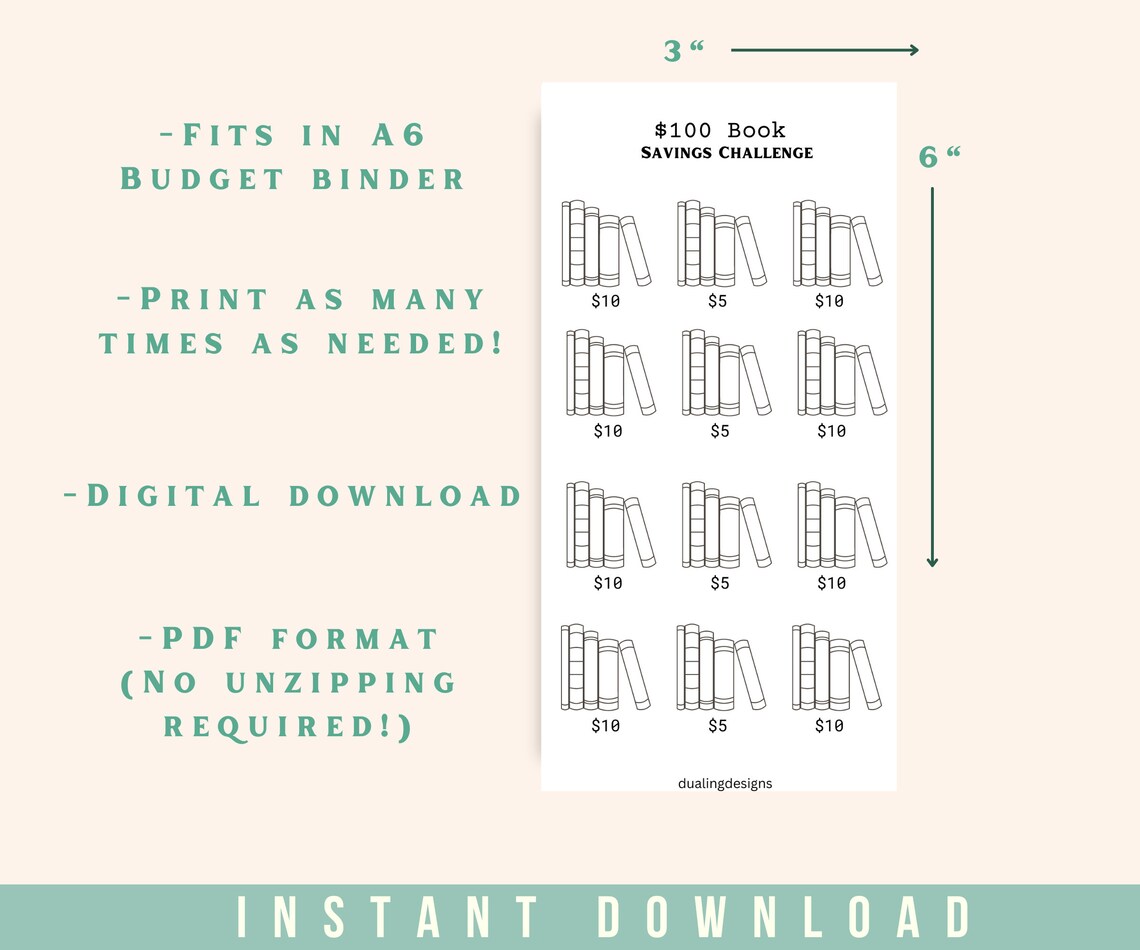 Book Savings Challenge Bundle, Low Income Savings, Book Lover Savings ...