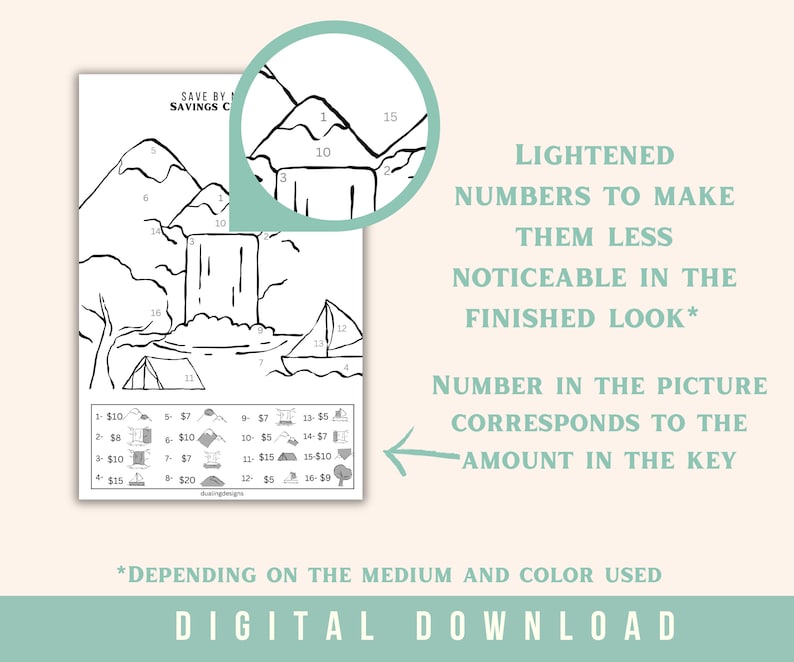 Save by Number Coloring Savings Challenge Printable - Low Income ...