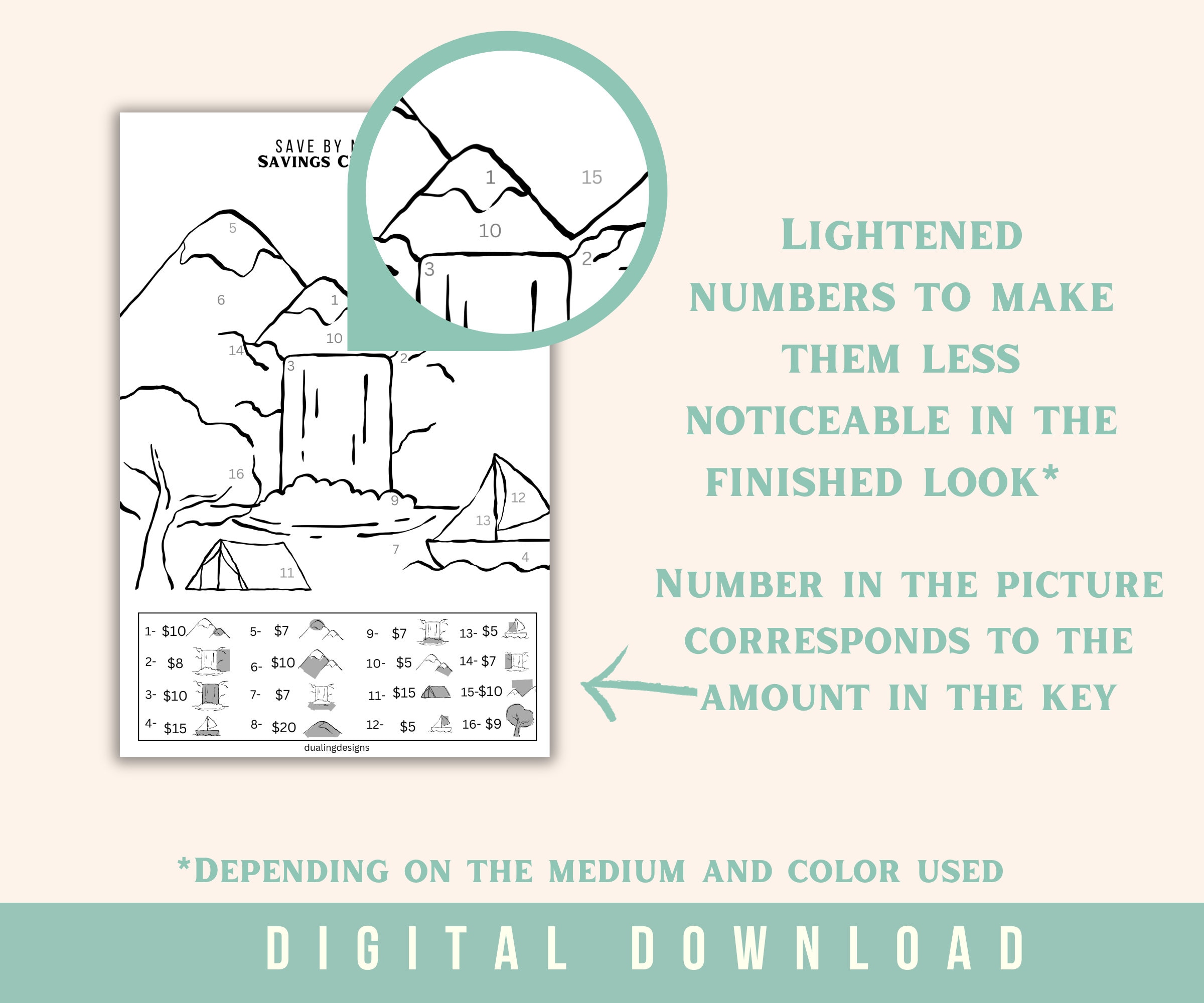 Save by Number Coloring Savings Challenge Printable - Low Income ...
