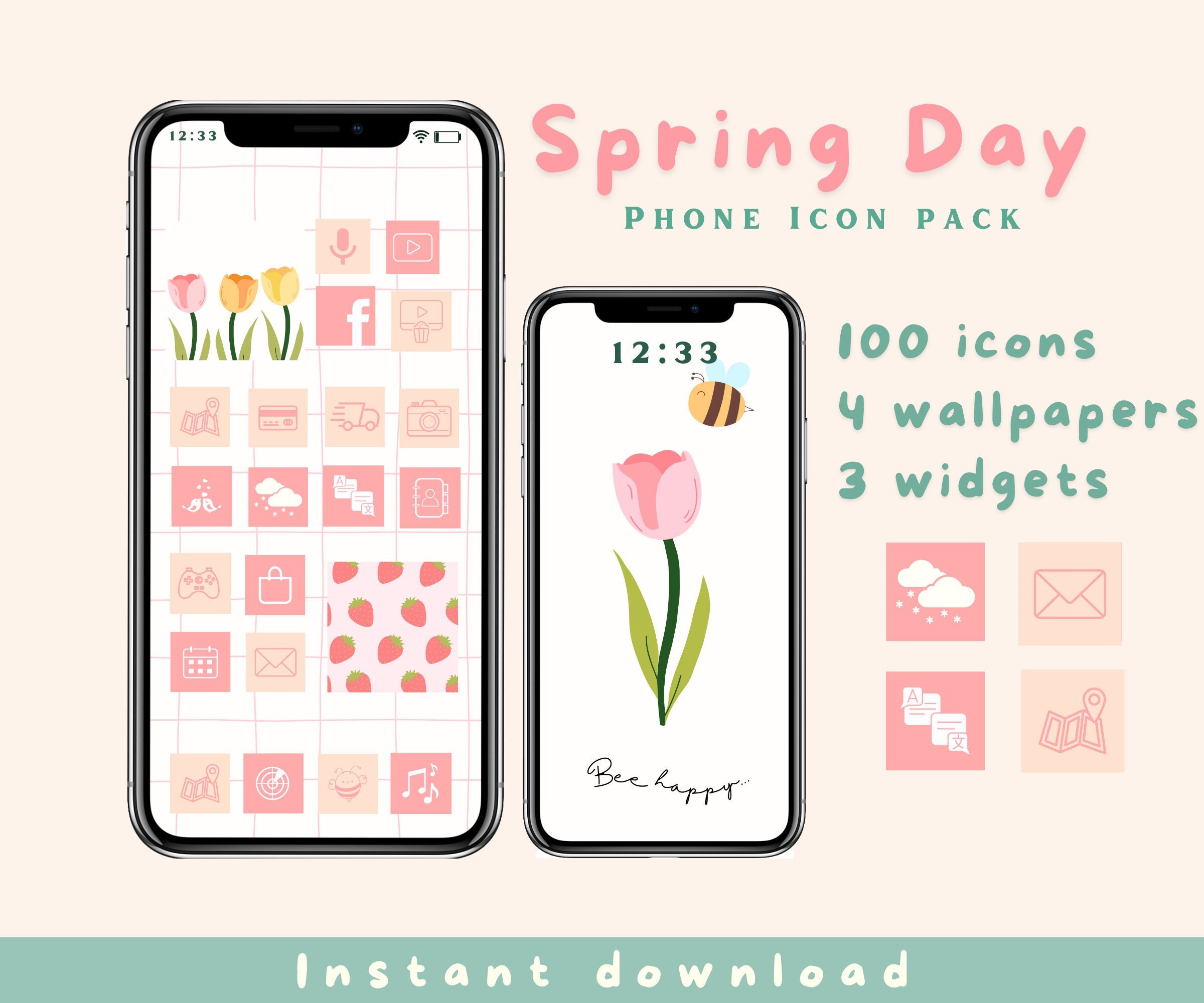 IOS Spring Phone Icon Pack, Wallpapers and Widgets for Phone, Spring ...