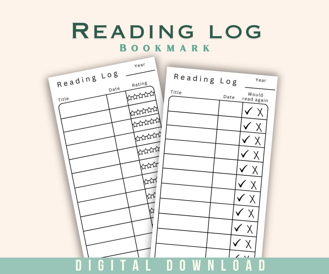 Reading Log Printable Bookmark, Reading List Tracker, Book Tracker ...