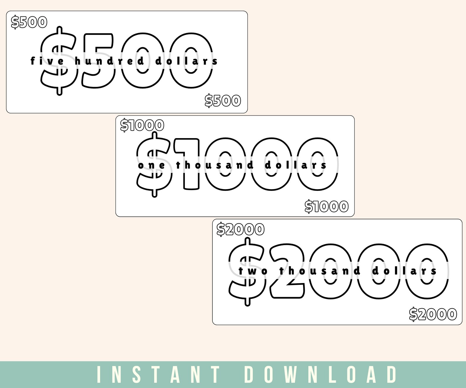 Coloring Placeholders for Cash Stuffing, Printable Budget Binder ...