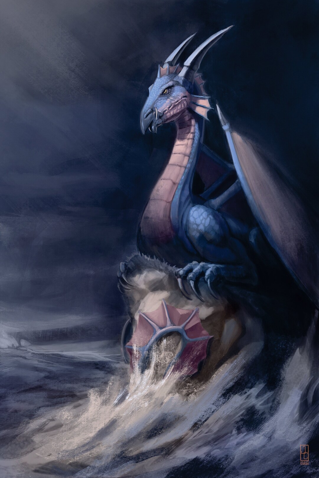 Cliffside Blue Dragon 12x18 Digital Print Poster - Etsy