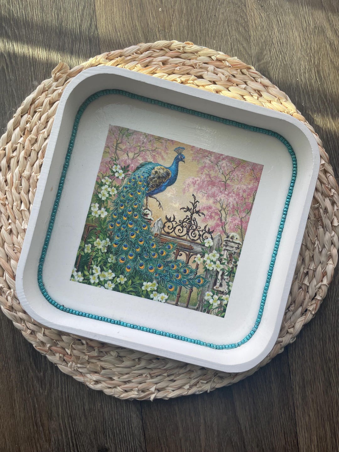 Peacock Print Decorative Tray, Native American Made, Indigenous ...