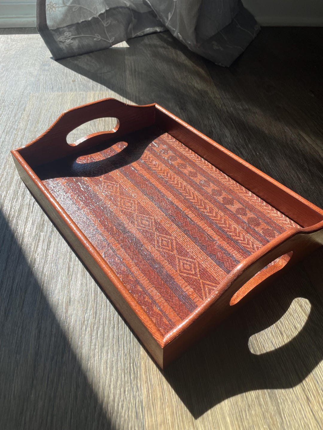 Brown Tribal Print Decorative Tray, Native American Made, Indigenous ...