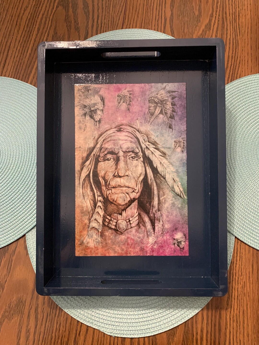 Indigenous Man’s Handmade Tray, Wooden Decorative Tray, Decopouage ...