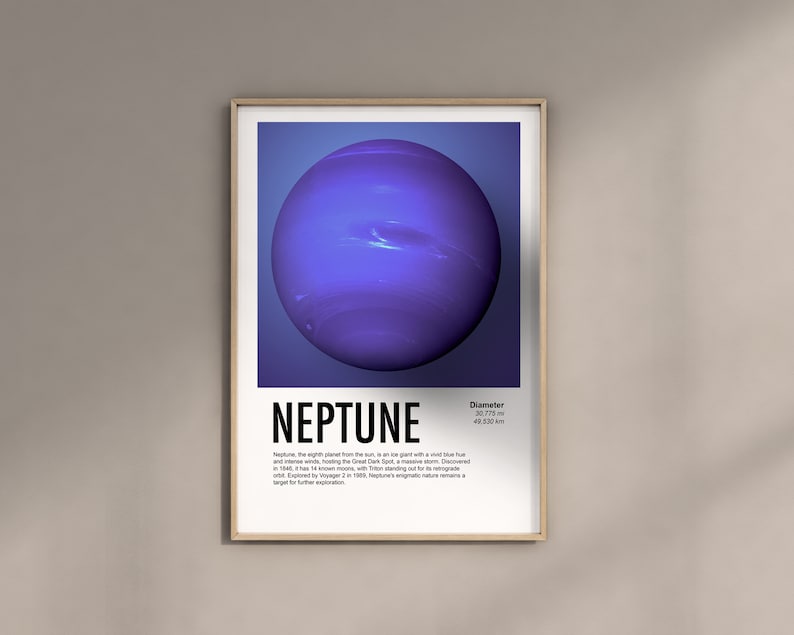 Neptune Poster Printable Solar System Print for Livingroom - Etsy