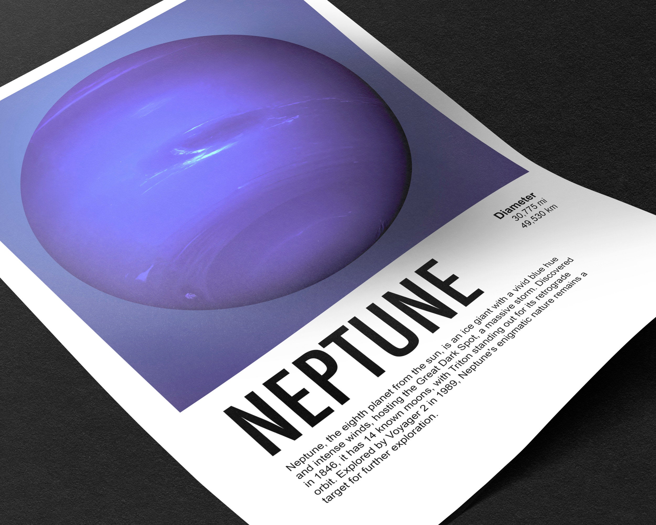 Neptune Poster Printable Solar System Print for Livingroom Space ...