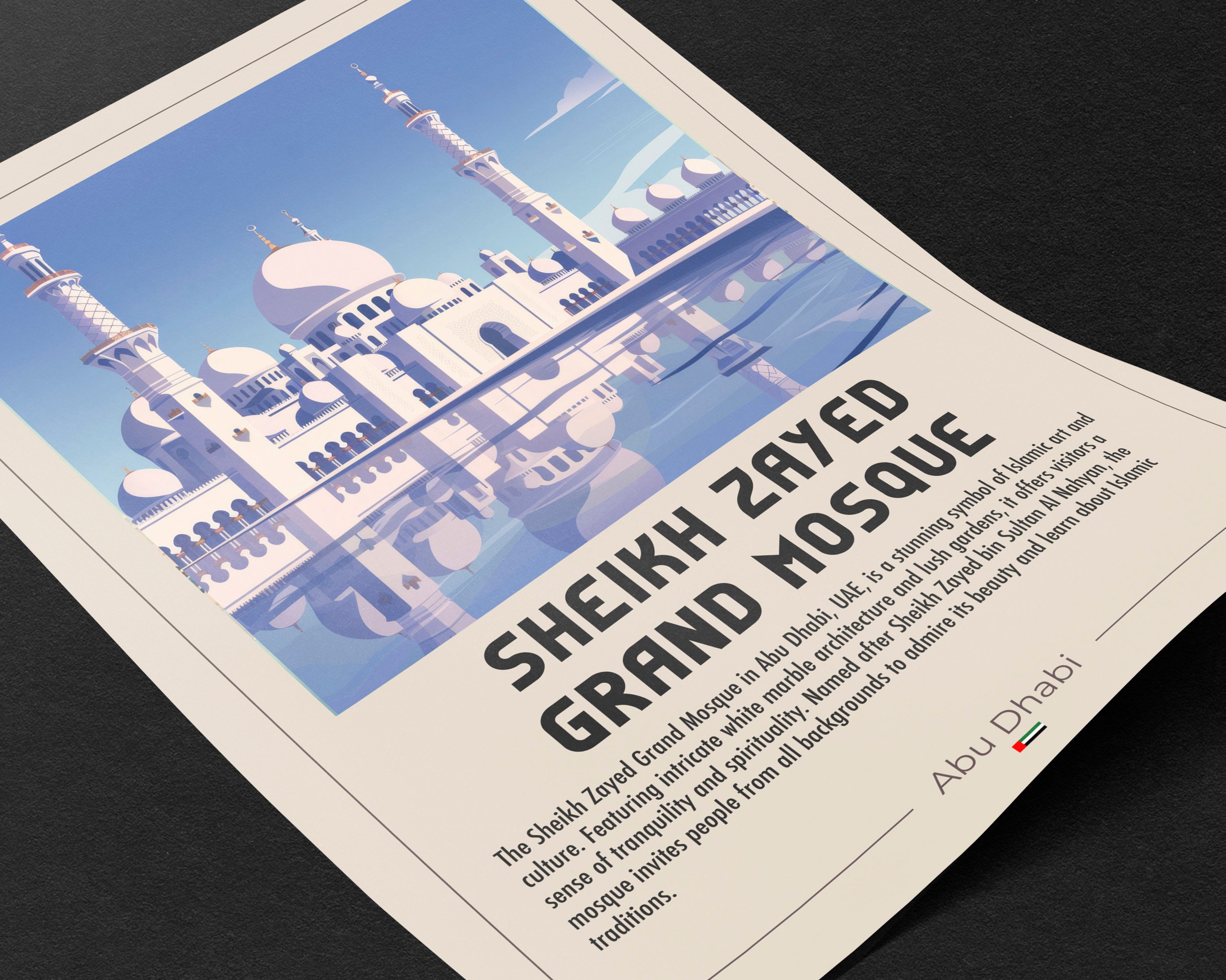 Sheikh Zayed Grand Mosque Poster Aesthetic Home Decor Abu Dhabi Wallart ...