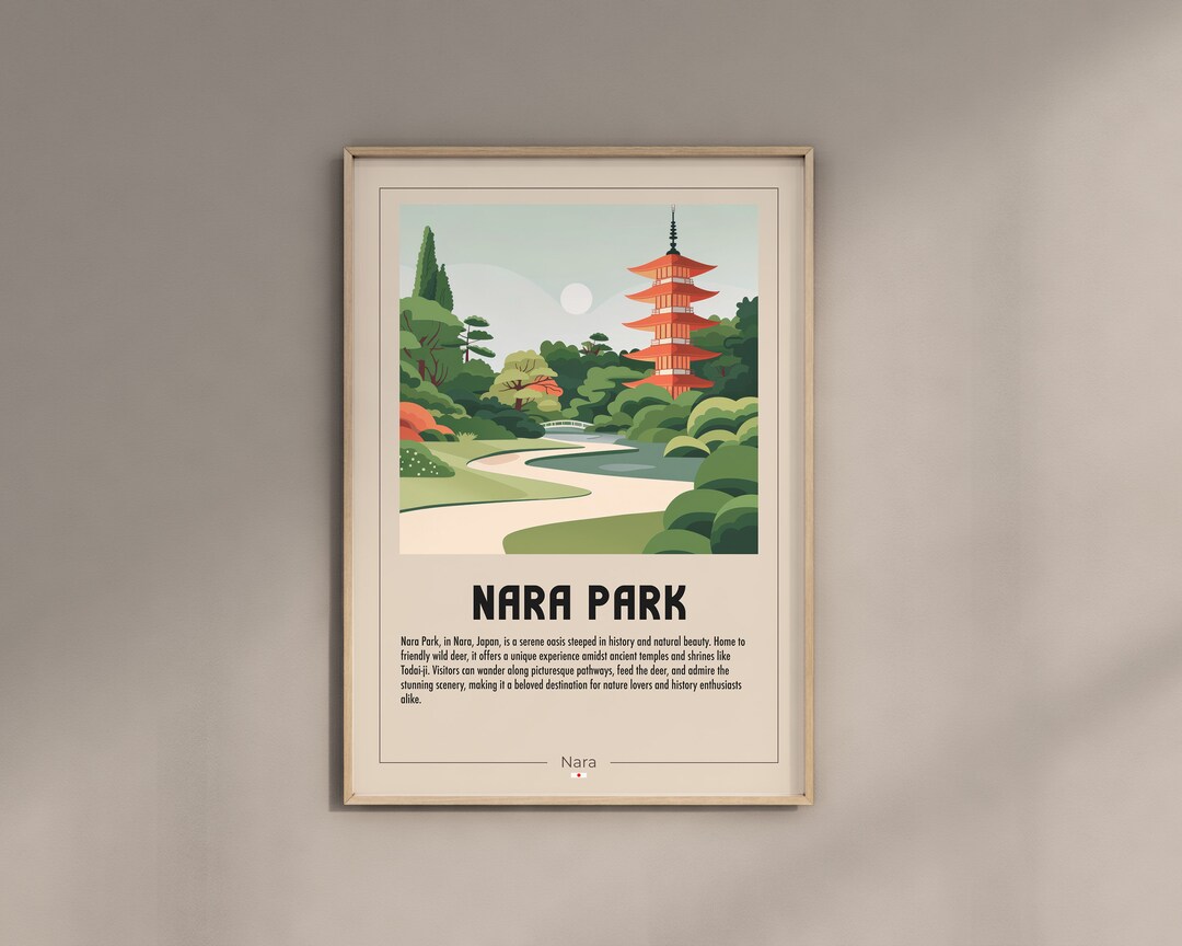 Nara Park Poster Retro Nara Prints Aesthetic Japan Wall Art Decorative ...
