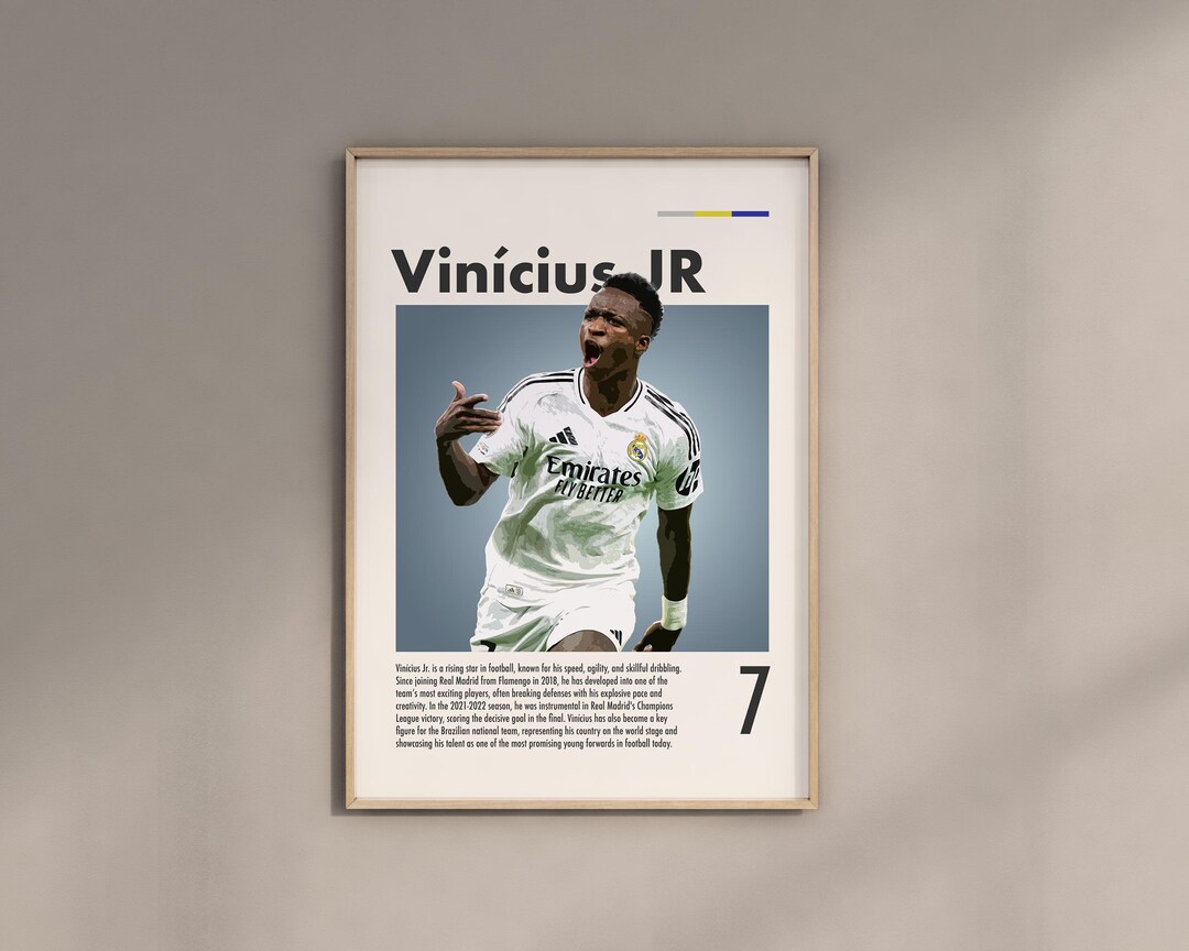 Digital Vinicius Jr Poster Real Madrid Wall Art Decorative Football ...
