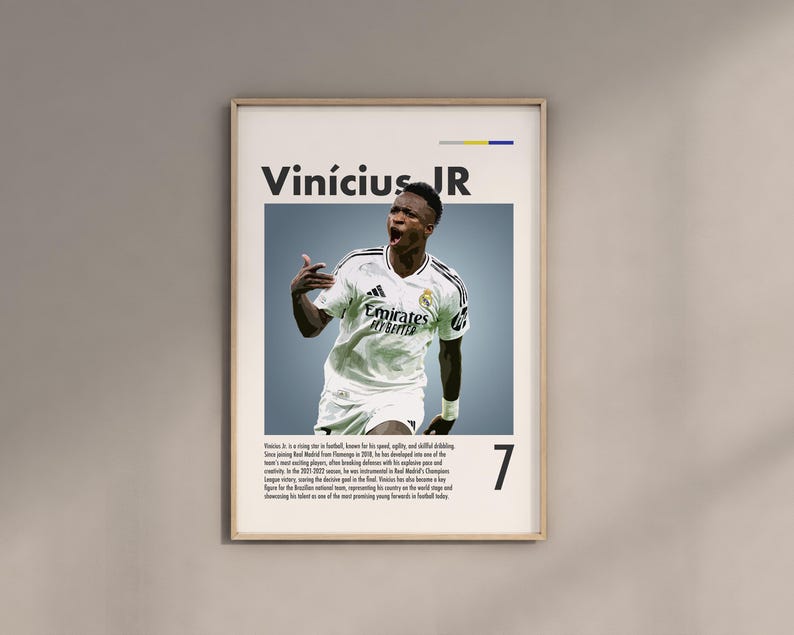 Digital Vinicius Jr Poster Real Madrid Wall Art Decorative Football ...