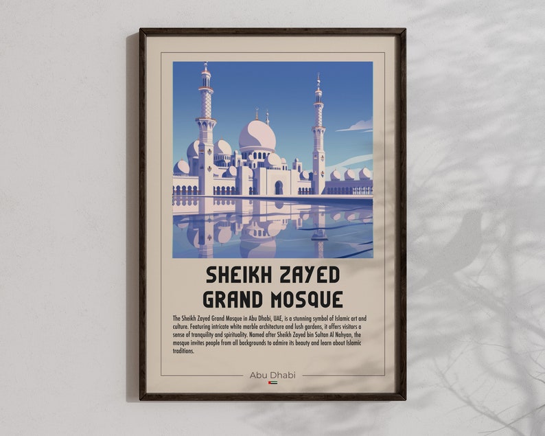 Sheikh Zayed Grand Mosque Poster Aesthetic Home Decor Abu Dhabi Wallart ...