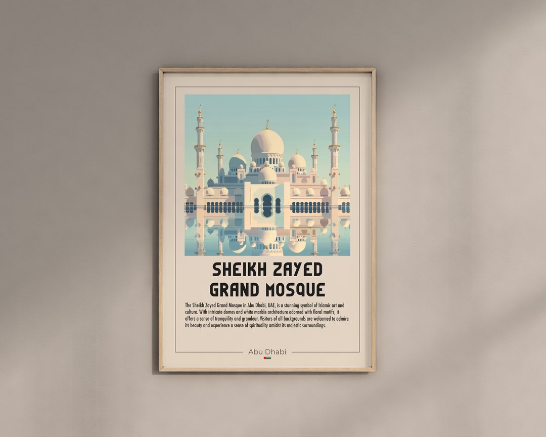 Sheikh Zayed Grand Mosque Poster Aesthetic Home Decoration Abu Dhabi ...