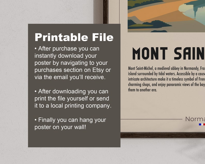 Mont Saint Michel Poster Aesthetic Home Decoration Digital Download ...