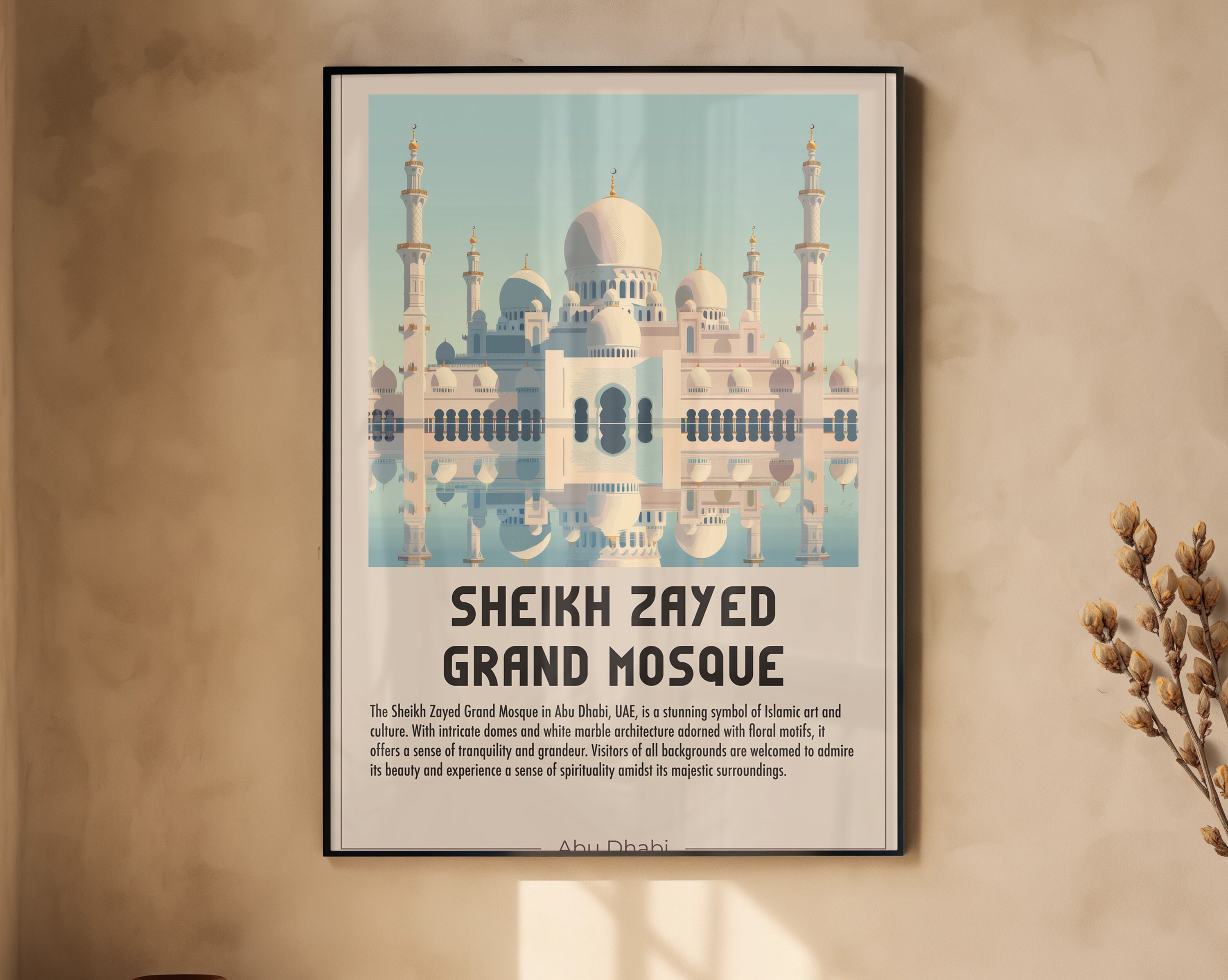 Sheikh Zayed Grand Mosque Poster Aesthetic Home Decoration Abu Dhabi ...